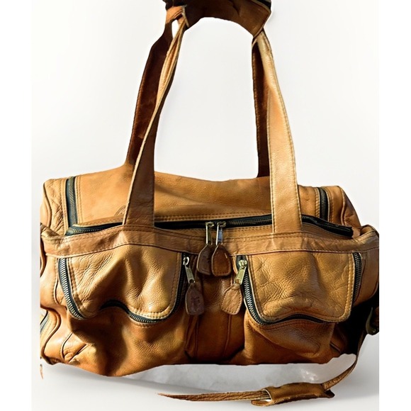 Frye | Bags | Frye Genuine Leather Duffle Bag Tan Camel Weekender ...